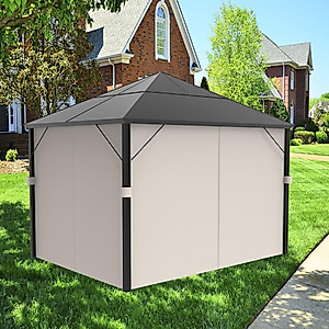 Sunshine Outdoor 12'x12' Privacy Gazebo Curtains, Replacement Universal Curtain Sidewalls 4-Panels Set, for Patio, Garden, Yard (Only Curtains),Beige