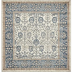 Unique Loom Salzburg Collection Area Rug - Gneis (5' Square, Cream/ Light Blue)