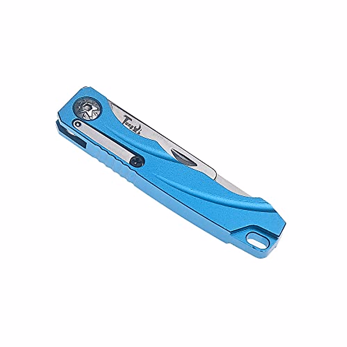 Tungyi Daily Pocket Folding Utility Knife with Key Ring and 10 Replaceable Quick Change Blades, Ultra Compact and Lightweight (Blue)