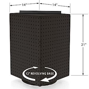Azar Displays 701414-BLK Rotating Stand, Peg Display Carousel, Four Sided Rack for Jewelry, Accessories, or Crafts, Revolving Displays for Retail, Pegboard Organizer, Black, 14"x14"x20"