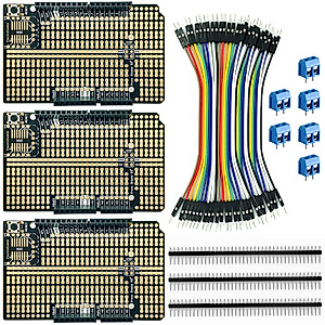 ElectroCookie Proto Shield Kit Compatible with Arduino Uno, Stackable DIY Expansion Prototype PCB (3 Pack)