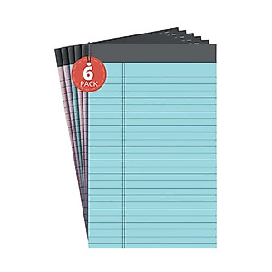 1InTheOffice Legal Pads Narrow Ruled 5x8, Narrow Ruled Note Pad, Assorted Colors, Pastel, 50 Sheets/Pad, 6 Pads/Pack