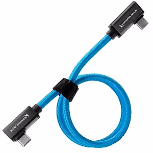 KONDOR BLUE 20" Straight USB C 3.1 GEN 2 10 Gb/s 100W | Dual Right Angle Braided Cable for 8K Data and Power Delivery