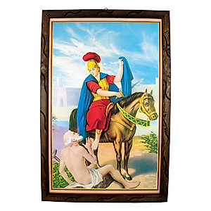 Mrcjsales-Saint Martin Knight in rustic frame, Oil painting, 24''x36'', 13''x18'', 10''x12'' inches, religious art image, San Martin Caballero, Cuadro rustico , Home decor, wall decor, church events, gifts (Small 10x12'' inches)
