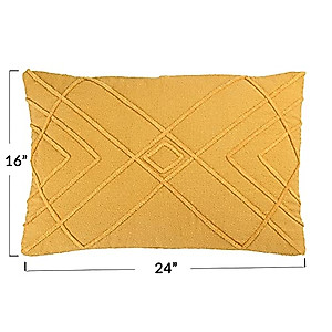Main + Mesa Embroidered Cotton Geometric Lumbar Pillow, Gold