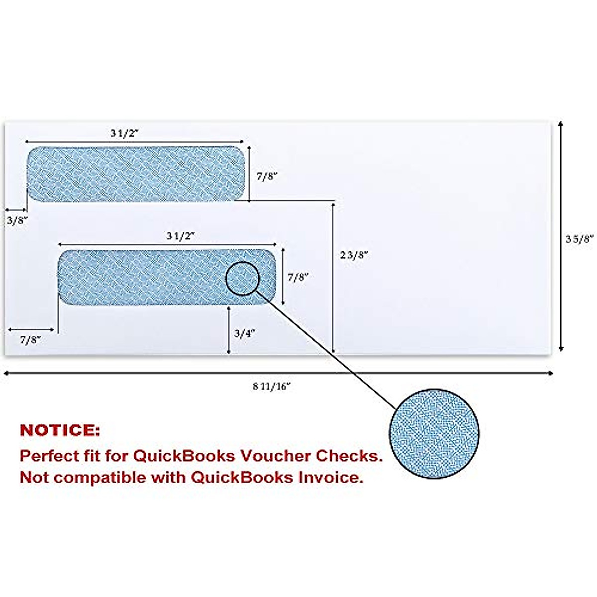 ValBox 500 Count #8 Double Window Envelopes 3 5/8" x 8 11/16" Self Seal Double Window Security Check Envelopes- Security Tint Pattern Designed for Home Office Secure Mailing