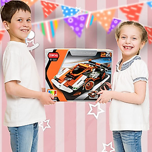 IQKidz STEM Remote Control Building Kit for Boys 6 7 8-12 - 2 in 1 Convertible Race Car, Gift for Kids Girls, RC Racer Toy Engineering Construction Set