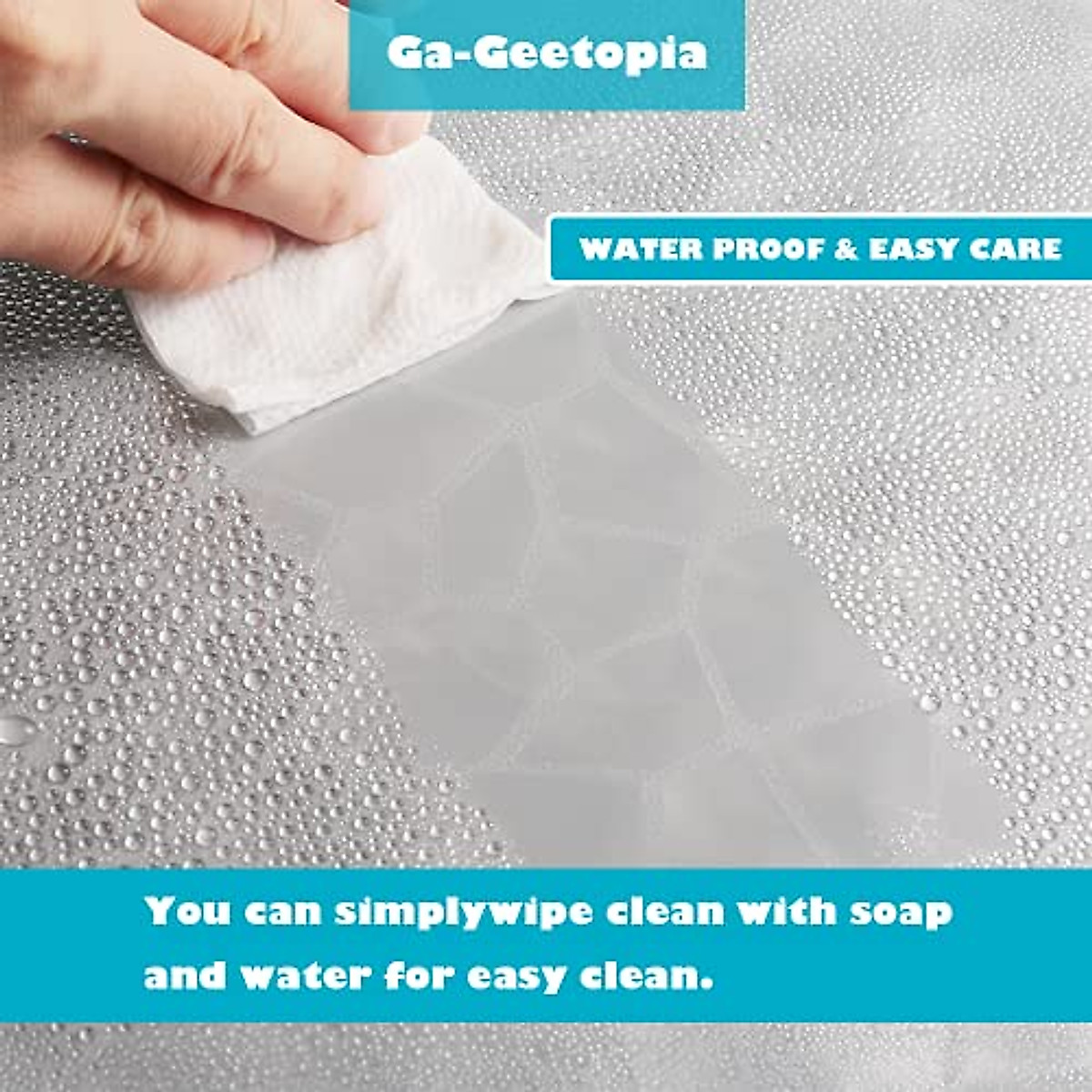 Ga-Geetopia Thin 3D EVA Shower Curtain Liner Water Cube, 72x72 Premium Light Weight Clear Plastic Bathroom Shower Curtain with Rustproof Metal Grommets 3 Magnets for Shower Stall, Bathtubs(No Hooks)