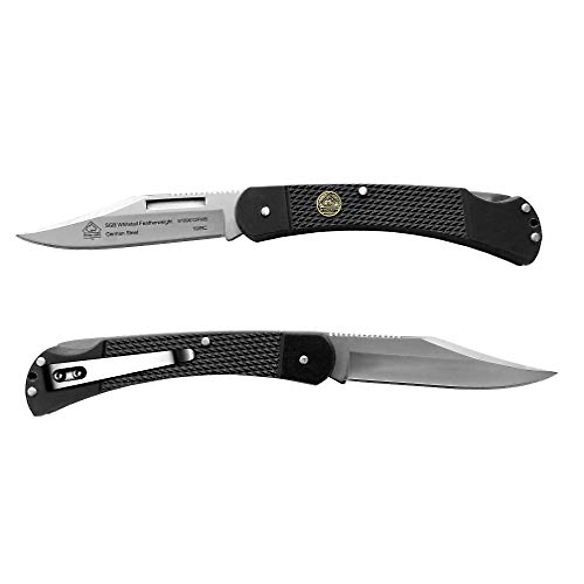 SGB Puma Whitetail Featherweight Black G10 Folding Pocket Knife with Pocket Clip