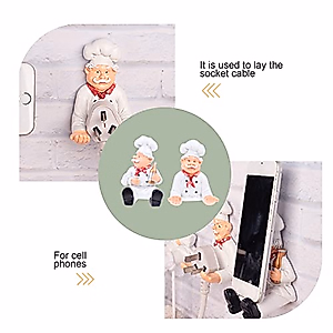 French Chef Figurine Wall Hook: Decorative Wall Mount Rack Hook Hanger 2Pcs Bakery Chef Statue Fat Chef Wall Art Decor for Kitchen Restaurant Bathroom
