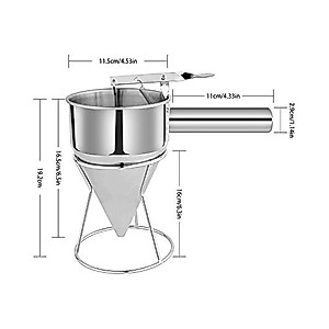 EgieMr Stainless Steel Pancake Batter Dispenser Funnels with Stand Great for Cupcakes, Takoyaki or Any Baked Goods