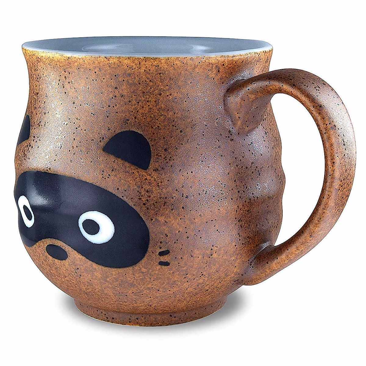 Japanese 3.5"H Ceramic Sushi Tea Cup Mug Brown Tanuki Raccoon, Made in Japan