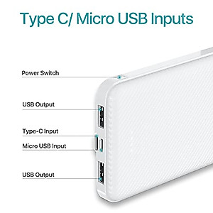 Jassco Portable Charger Power Bank, 12000mAh Dual USB Battery Pack, Fast Charge with USB C & Micro USB Input, Slim & Light Backup Charger Compatible with iPhone 14/13/12, Galaxy, Pixel, iPad and More