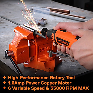 JORGENSEN Rotary Tool Kit, 6 Variable Speed Rotary Tool With 51pcs Rotary Tool Accessories, 1.6 Amp Powerful Rotary Tool