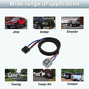 RED WOLF Brake Control Wiring Harness Adapter Fit Dodge Ram Chrysler w/Multifunctional 4 to 7 Way Pin Flat Trailer Converter Connector, 7 Round Blade Trailer Camper Towing Brake System Mount