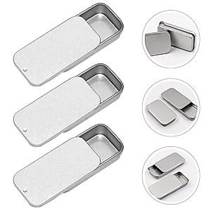 Hemoton 20pcs Rectangular Slide Top Tinplate Box Sliding Cover Push-Pull Tin Box Metal Tin Containers for Candies Jewelry Crafts Lip Balm Storage 60x34x10mm