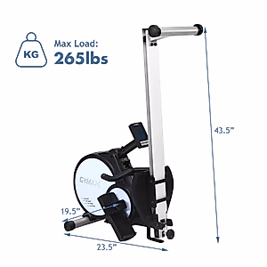 GYMAX Magnetic Rowing Machine, 16-Level Resistance Adjustable Rower with LCD Monitor, Heart Rate Sensor for Cardio Exercise, Home Gym Workout