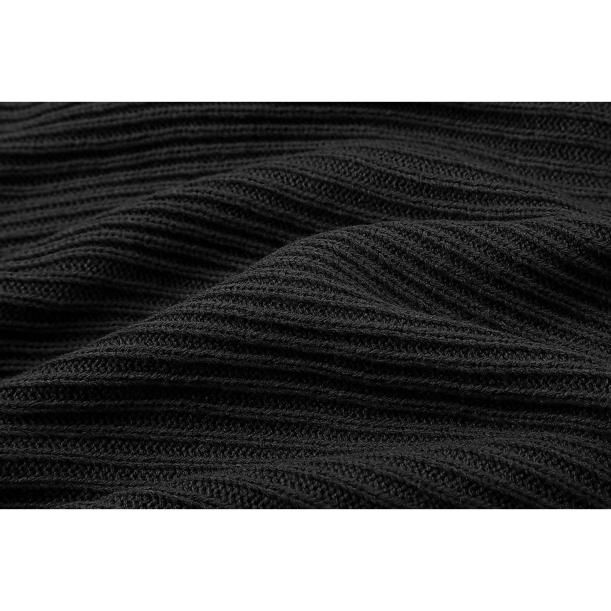 chouyatou Women's Turtleneck 2 Piece Outfits Ribbed Knit Sweater Midi Pencil Skirt Set (Small, Black)