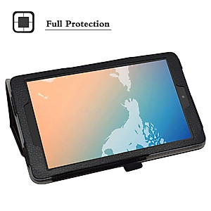 Bige Case,PU Leather Folio 2-Folding Stand Cover for 8in Verison Alcatel TCL Tab 8 (Model TCL 9038s)/T-Mobile Alcatel Joy Tab 2 8 (Model 9032Z) Tablet,Black