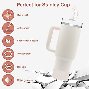 Velaco Protective Silicone Boot and Straw Covers for Stanley Quencher H2.0 40 30 20 oz & IceFlow Flip 30 20 oz, BPA Free Anti-Noise Anti-Scratch, Tumbler Protector Sleeve Cover Boot
