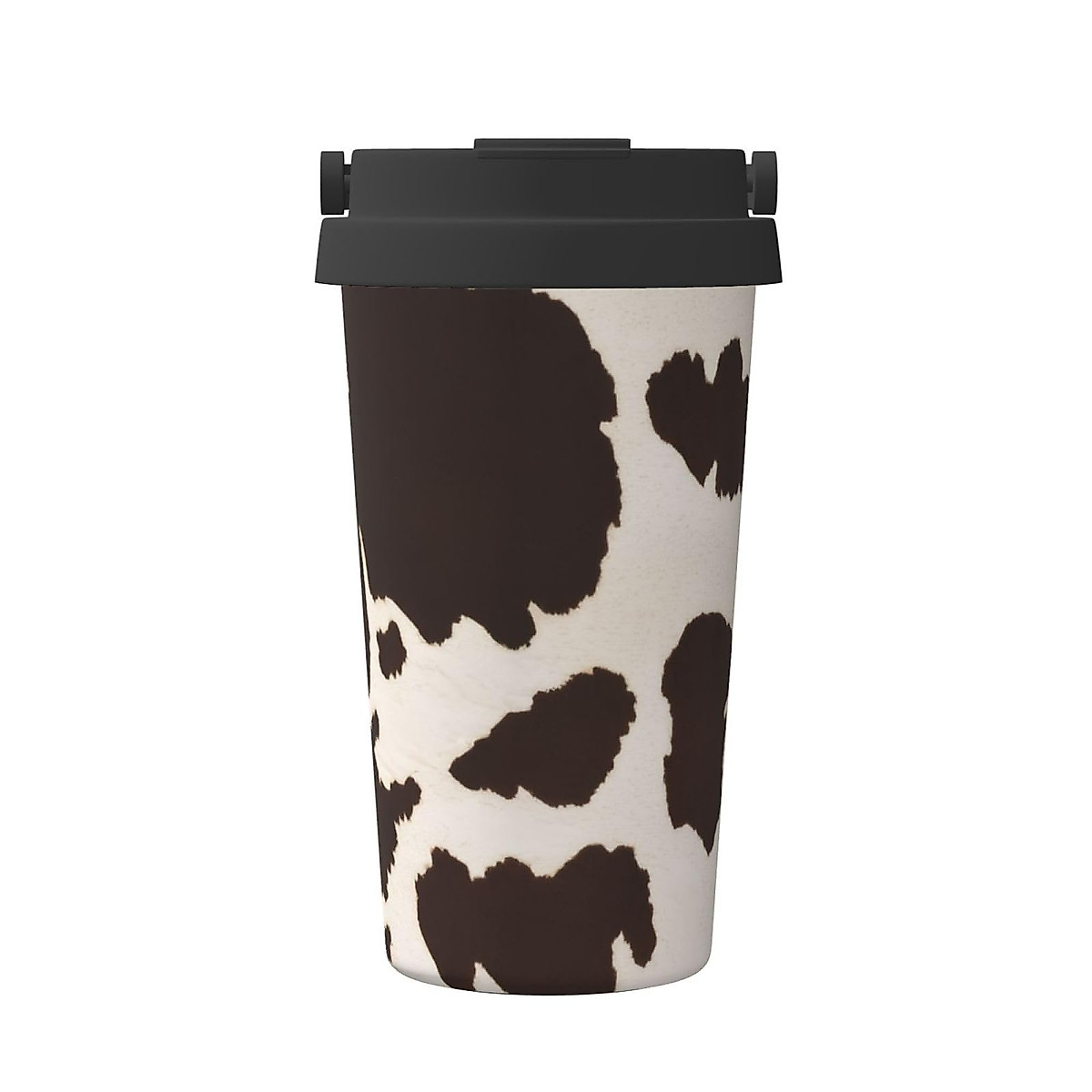 Insulated Coffee Mug Cow Fur Print 17oz Double Wall Vacuum Stainless Steel Tumbler With Leak-Proof Lid And Handle, Cute Travel Thermos Mug For Cold Hot Drinks