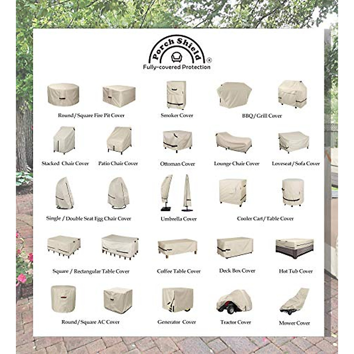 Porch Shield Patio Deck Box Storage Cover - Outdoor Waterproof 600D Rectangular Fire Pit Table Covers 56 x 26 inch, Beige