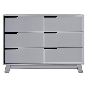 Babyletto Hudson 6-Drawer Assembled Double Dresser in Grey, Greenguard Gold Certified