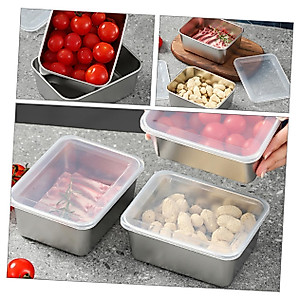 Garneck 4 Pack Airtight Food Storage Containers Stainless Steel Meal Prep Boxes for Refrigerator Easy to Use and Clean for Fridge Organization