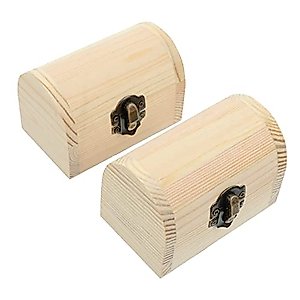 GARVALON 2pcs Pirate Treasure Chest Wooden Box Kids Storage Organizer for Kids Jewelry Organizer Storage Bins with Lids for Unfinished Wood Treasure Chest Mini Earring Box Wooden