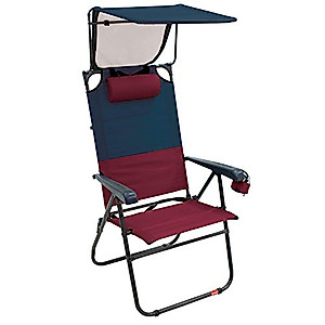 Rio Gear Hi-Boy 17" Extended Seat Height Folding Aluminum Canopy Chair - Charcoal/Oxblood