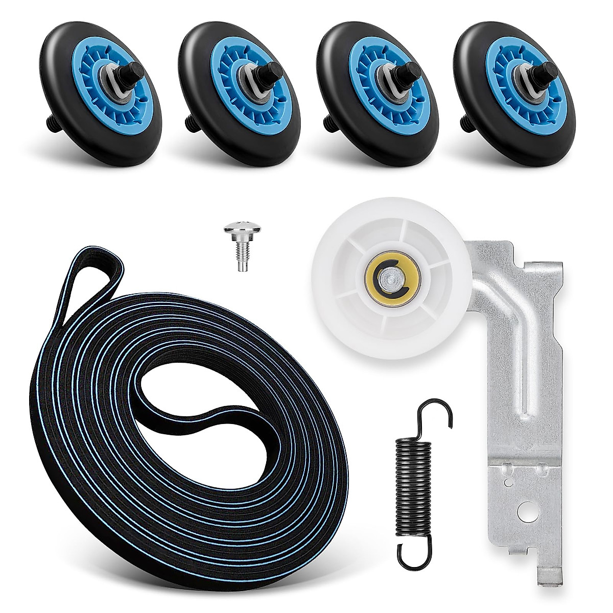 Upgraded Dryer Roller Replacement Kit for Samsung DC97-16782A Dryer Drum Support Roller DC93-00632A Dryer Idler Pulley 6602-001655 Belt Dryer Parts Fits DV42H5000EW/A3 DV45H7000EW/A2 DV48H7400EW/A2