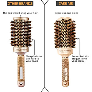 Salon Boar Blow-Dry Round Brush for Straightening, Styling, Curling Shoulder-Length Hair, Medium Ceramic Vented Roller (1.7" Barrel, 2.8" with Bristles)