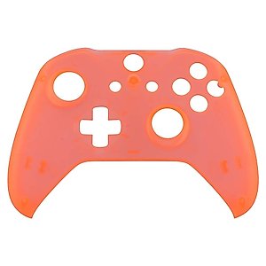 eXtremeRate Foggy Clear Orange Faceplate Cover for Xbox One Wireless Controller (Model 1708), Custom Case Front Housing Shell for Xbox One S & Xbox One X Controller - Controller NOT Included