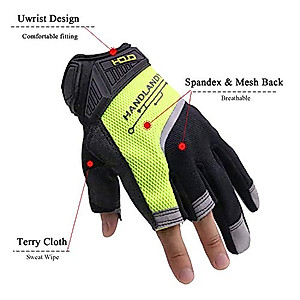 HANDLANDY Framer Work Gloves Open-Finger Carpenters Gloves, Fingerless Gaming Gloves for Tactical Shooting, Airsoft, Hunting, Police Work and Hiking L