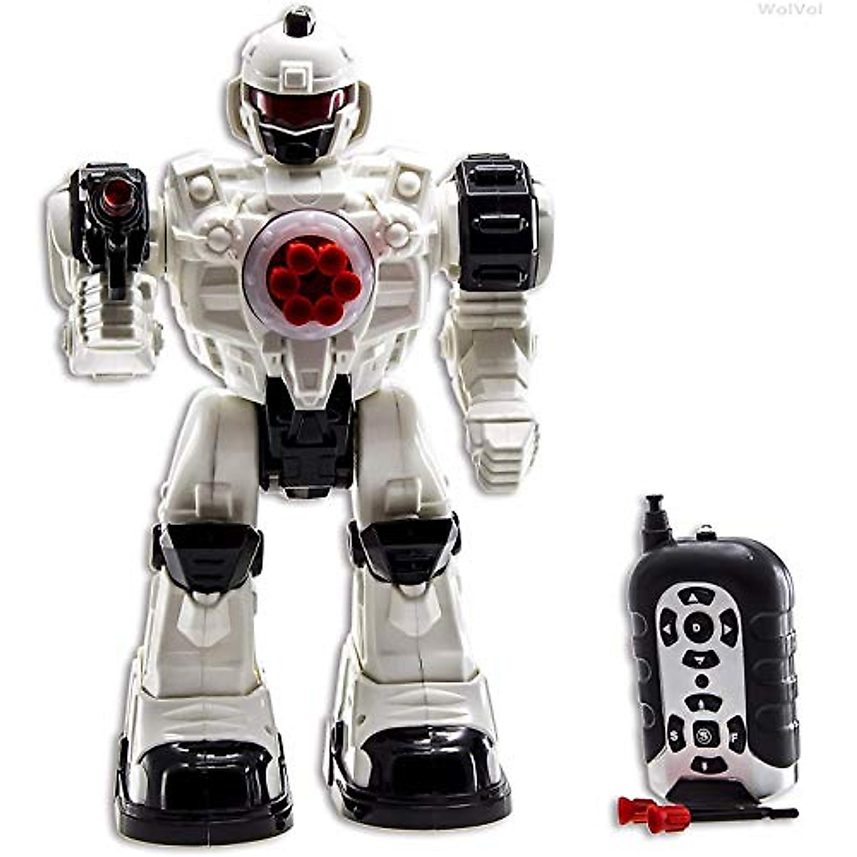 WolVolk 10 Channel Remote Control Robot Police Toy with Flashing Lights and Sounds, Great Action Toy for Boys