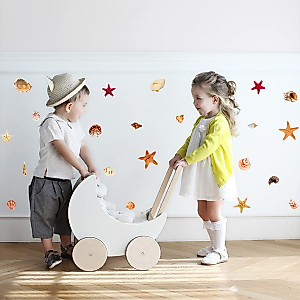 WOYINIS Lifelike 3D Seashells Wall Decals, DIY Removable Conch Scallop Starfish Wall Stickers, Peel & Stick Beach Wall Decals for Living Room Bedroom Kids Room Playroom Nursery Bathroom Decor