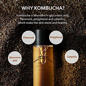 T'else Kombucha Hydro Glow Essence 5.07 fl.oz., Enriched with kombucha and triple hyaluronic acid, Radiant moisturizing essence for smooth and healthy dewy glowing skin, All Skin Type, Korean Skincare