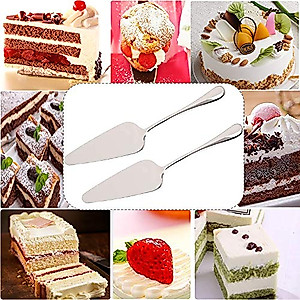 KSENDALO Pie Servers Set of 2, Stainless Steel Dessert Pastry Pie Cake Servers for Celebration Party Wedding Home or More, Silver (7.9inch)