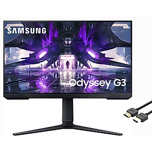 SAMSUNG Odyssey G3 Series 24-inch FHD 1080p Gaming Monitor, 165Hz, LED 1ms, Height Adjustable Stand, 3-Sided Border-Less, FreeSync Premium, with MTC HDMI Cable
