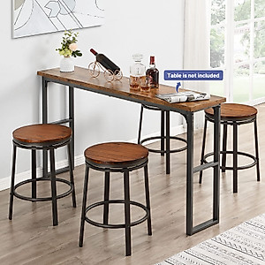 O&K FURNITURE 24-Inch Backless Swivel Bar Stools Counter Height, Industrial Stools for Kitchen Counter, Wood and Metal Bar Stool Chairs Set of 2, Dark Brown