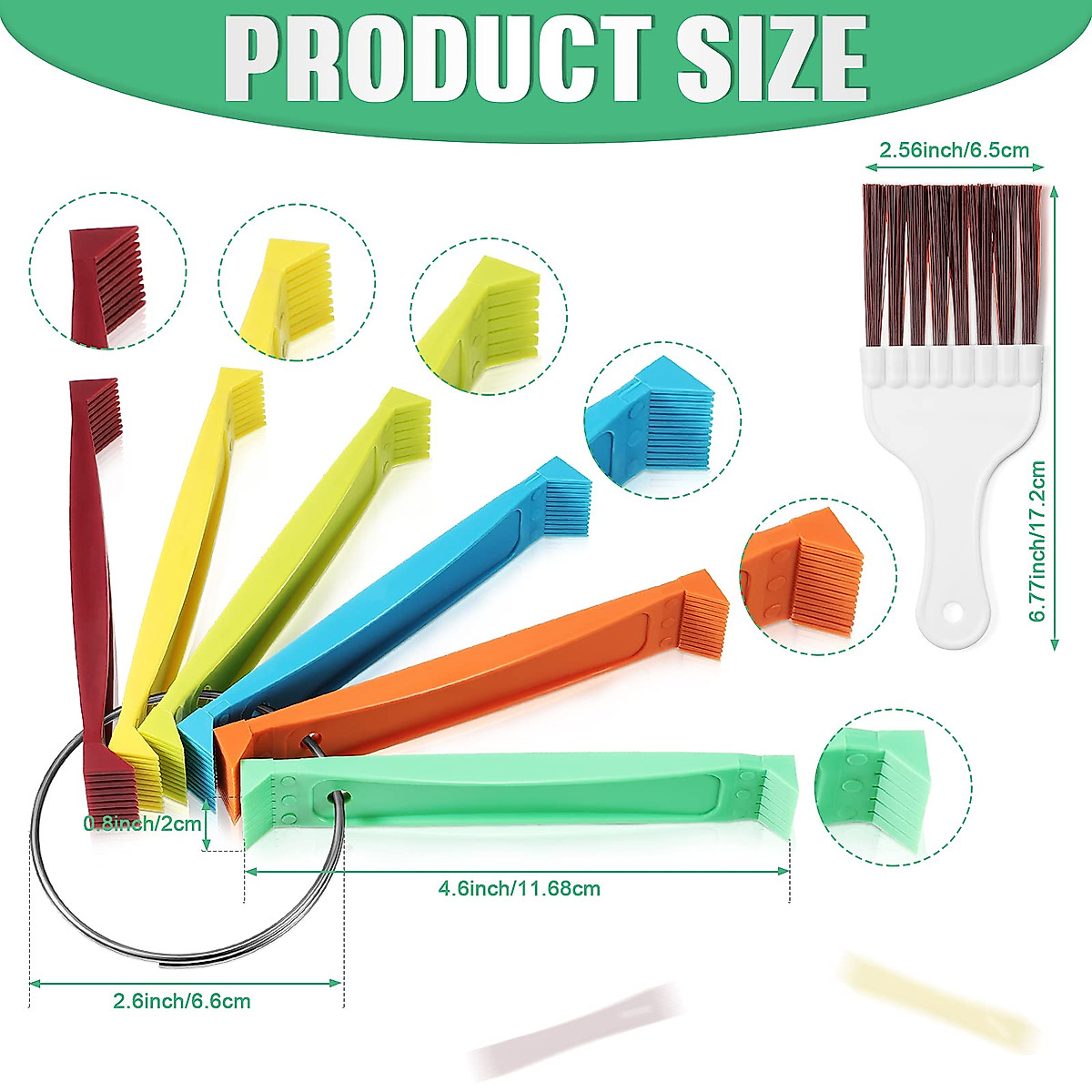 Fcr6 Fin Comb Plastic Colored Fin Coil Comb Straightener Condenser Coil Fin Comb and Air Conditioner Condenser Brush for Evaporator Condenser Coil, 6 Fin Comb on a Ring Handle 12 Different Fin Spacing