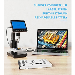 LCD Microscope 4.3" IPS Screen, 1080P Digital Stand Microscope Inspetion Camera, 8 LED Lights, 50x-1000x Magnification, USB Electron Microscopes Compatible with Computer