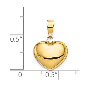 Diamond2Deal 14k Yellow Gold Puffed Heart Pendant (L- 16 mm W- 12 mm)