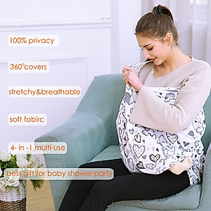 Baby Car Seat Covers, Carseat Canopy, Boys Girls Privacy Breastfeeding Cover (Grey Heart)