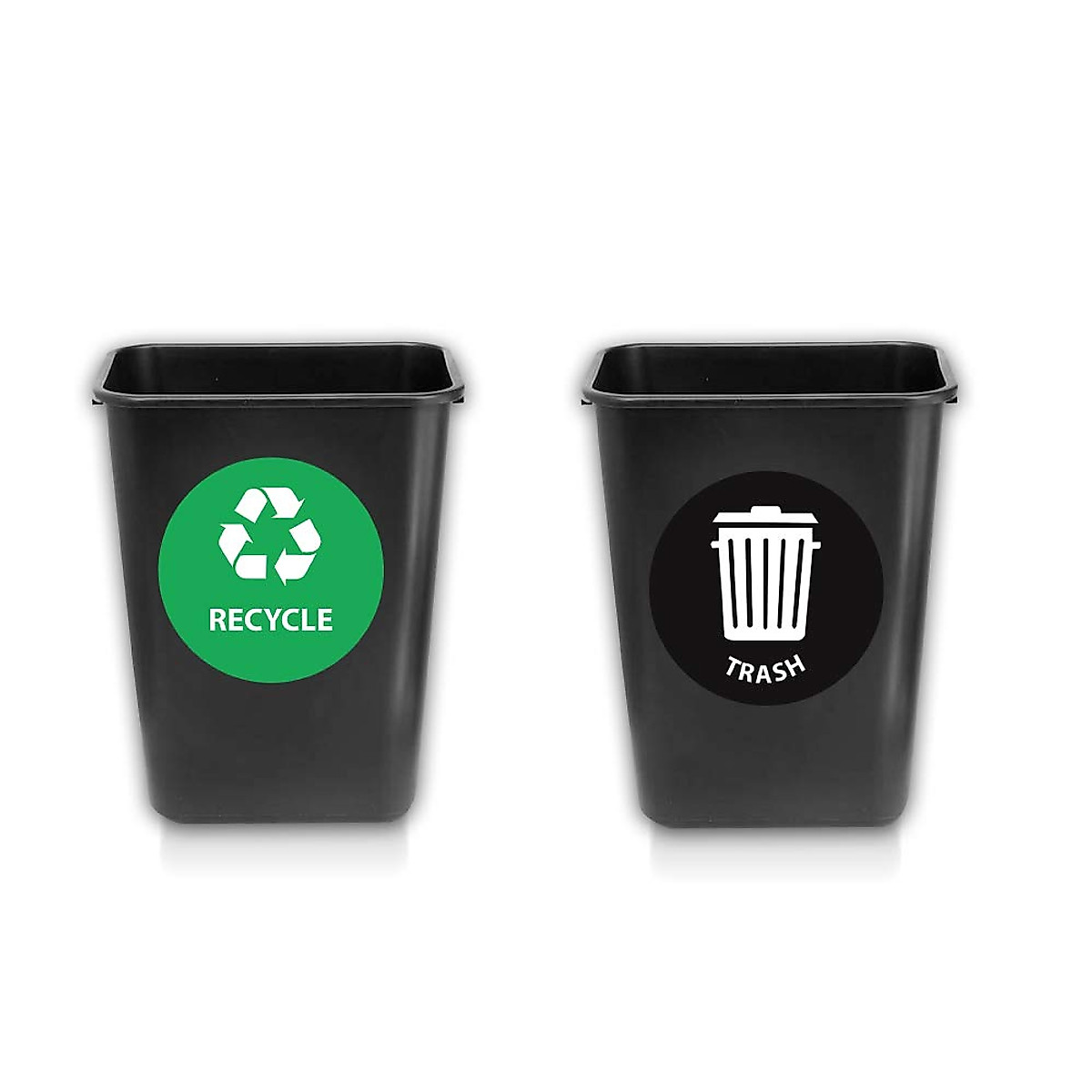 Recycle And Trash Decal/Sticker Signs (8.5 inches) - Waterproof-2pk; Removable, Durable, Air-Release, Weather-Resistant, Long Lasting Vinyl Labels For Recycling And Trash Bins, Indoor And Outdoor Use.