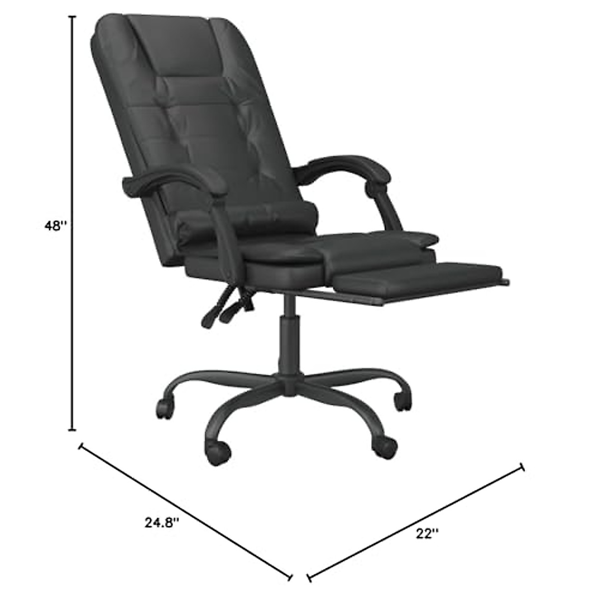 Home Office Chair, Ergonomic Office Chair, Massage Reclining Office Chair Black Faux Leather Suitable for Home Office