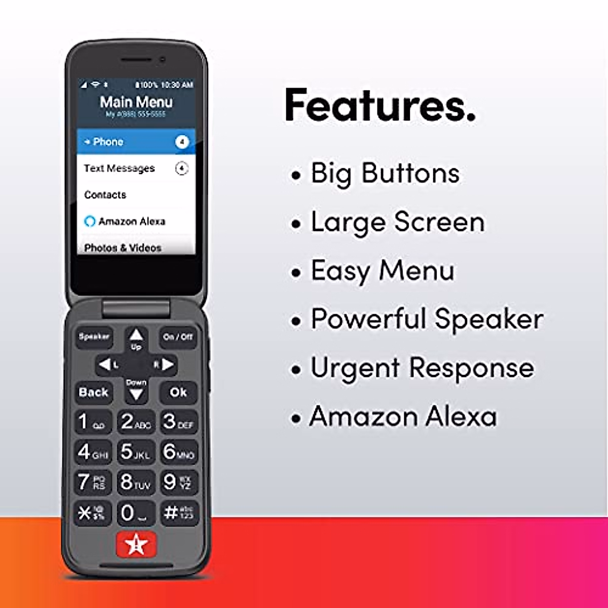 Jitterbug Flip2 Cell Phone for Seniors Red