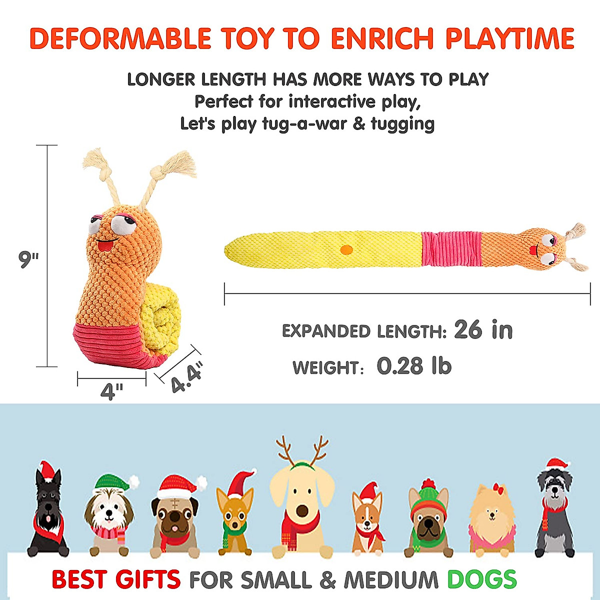 lilfrd Dog Enrichment Toys - Dog Puzzles Squeaky Treat Dispensing Crinkle Plush Snuffle Toys - Dog Treat Toy for Small Medium Large Dogs Tough Funny Soft Puppy Toy, Snail