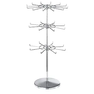 APL Display-Display Stand 3 Tier Jewelry Display Holder, Metal Necklace Display Stand, Adjustable Spinning Display Rack for Necklaces, Bracelets, Earrings, Ring