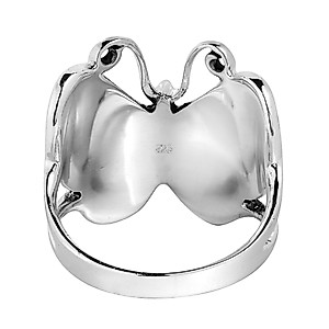 AeraVida Stunning Butterfly Motif Green Malachite Statement .925 Sterling Silver Ring | Statement Fashion, Promise Ring, Couple Unisex Ring | Size 9